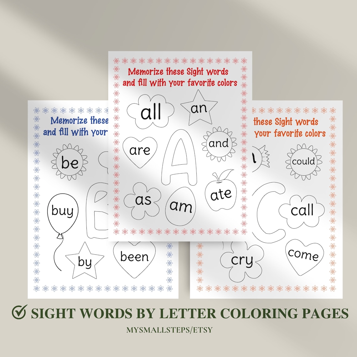 Printable Sight Words Coloring, Sight Word Worksheets, Preschool ...