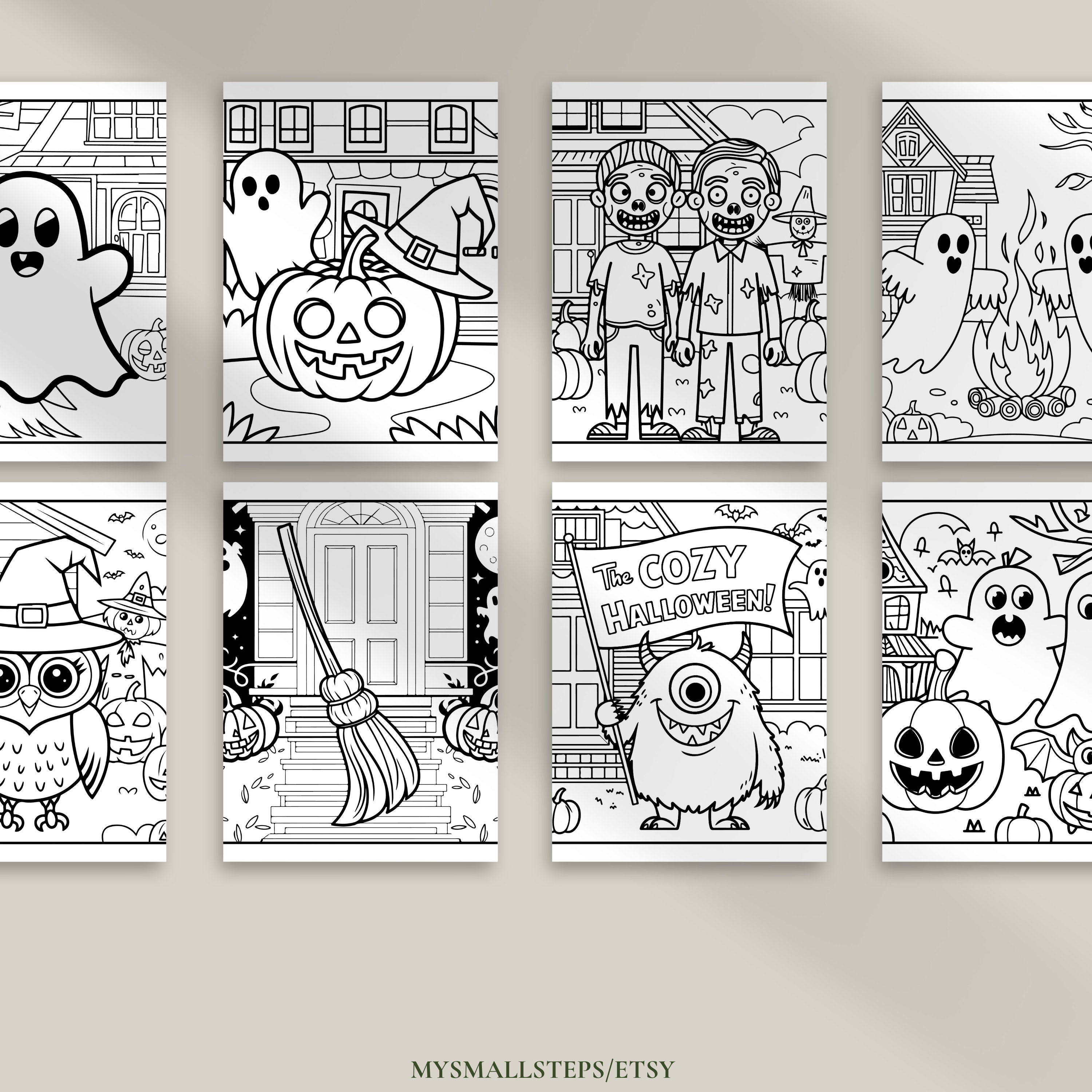 Cozy Halloween Coloring Book, Printable Fall Coloring Pages, Easy ...