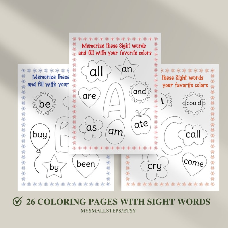 Sight Word Practice Bundle, Printable Sight Words Worksheets, High ...