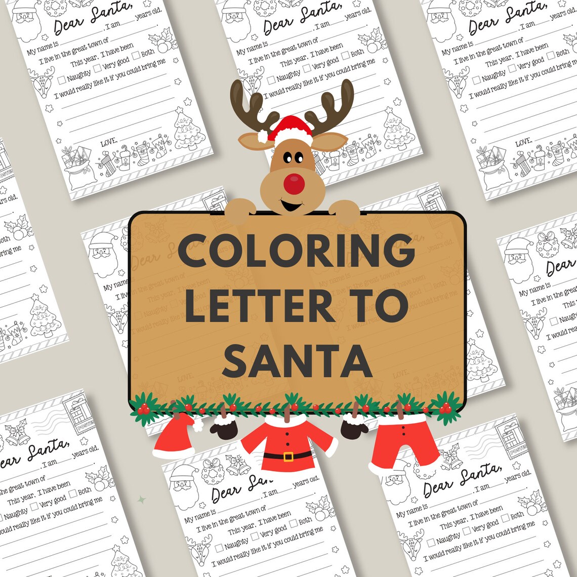 Letter to Santa Coloring Page Printable Santa Claus Letter Christmas ...