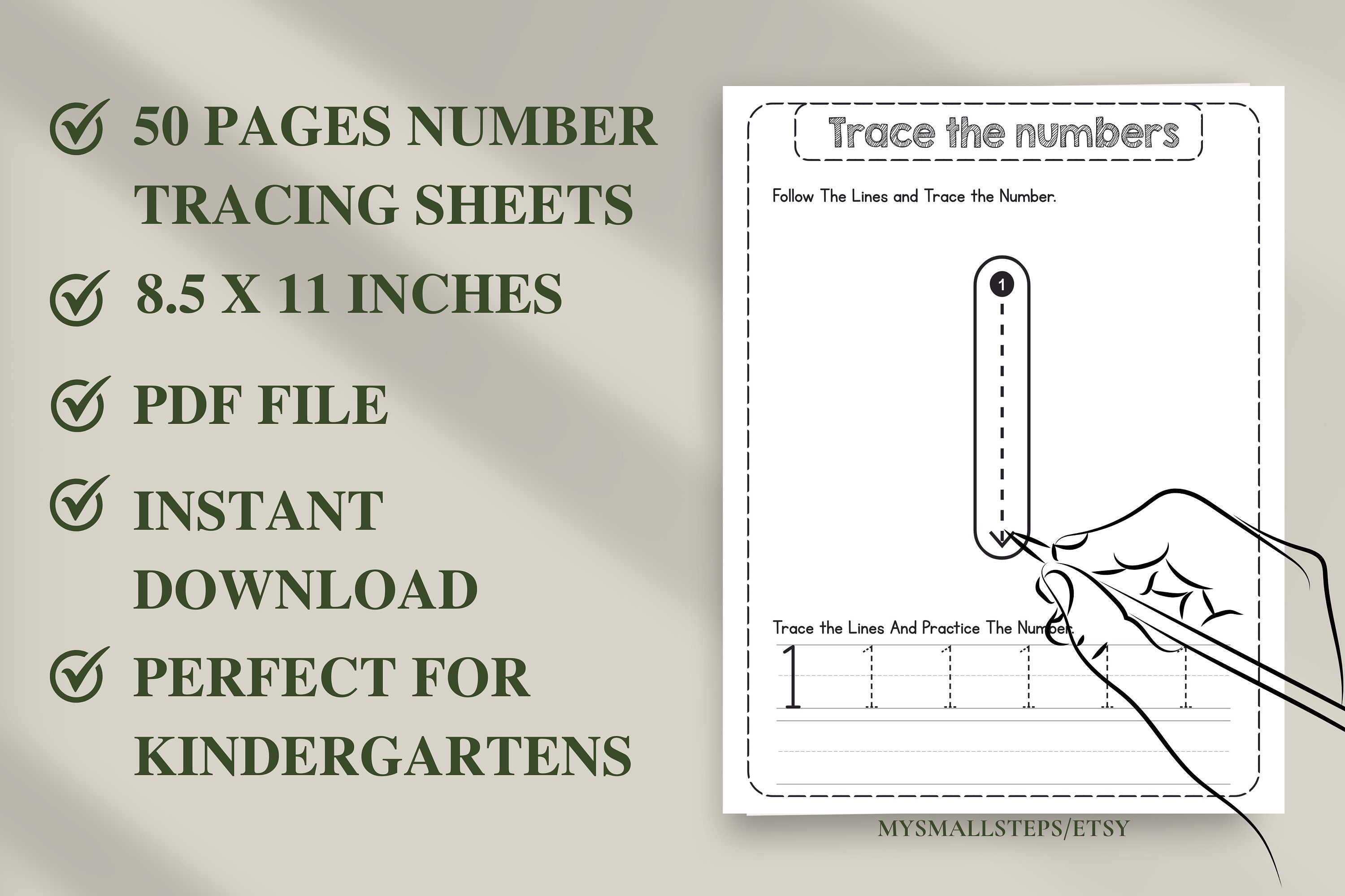 1-50 Number Tracing Worksheets, Printable Preschool Activities, Number ...