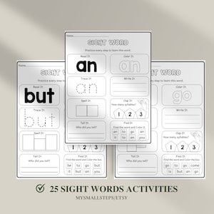 Sight Word Practice Bundle, Printable Sight Words Worksheets, High ...