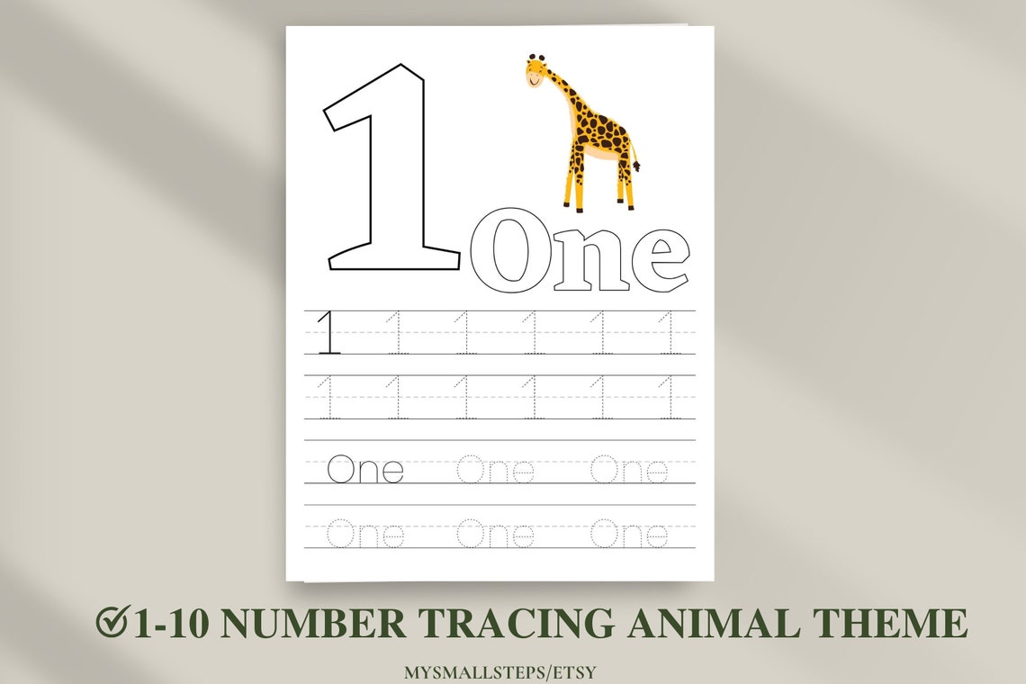 1-10 Number Tracing Worksheets, Printable Math Activities, Traceable ...