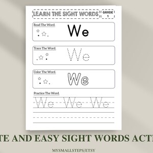 Printable Sight Words, Kindergarten Sight Word Worksheets, Preschool ...