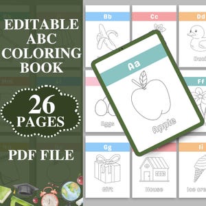 Alphabet Coloring Pages, Editable ABC Coloring Book, Kindergarten ...