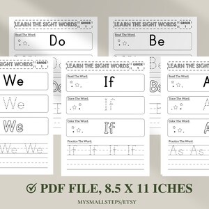 Printable Sight Words, Kindergarten Sight Word Worksheets, Preschool ...
