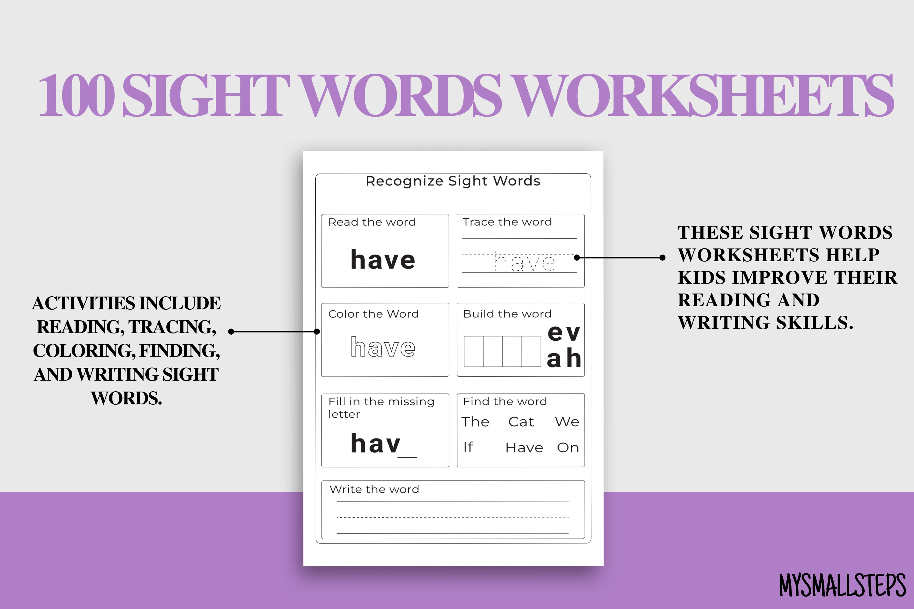 100 Printable Sight Words, Kindergarten Sight Word Worksheets ...
