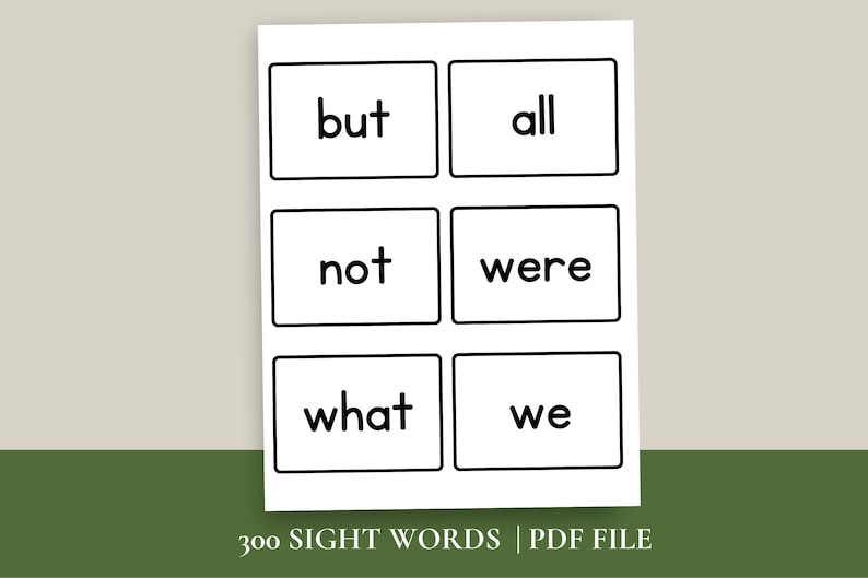 300 Sight Words Flashcards, Printable Kindergarten Words, 1st Grade ...