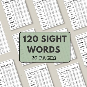 120 Printable Sight Words, Kindergarten Sight Word Worksheets ...