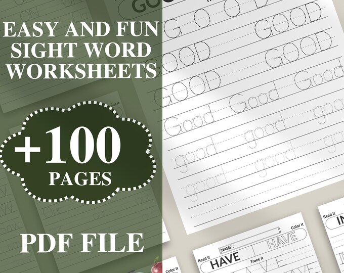 180 Printable Sight Words, Kindergarten Sight Word Worksheets ...