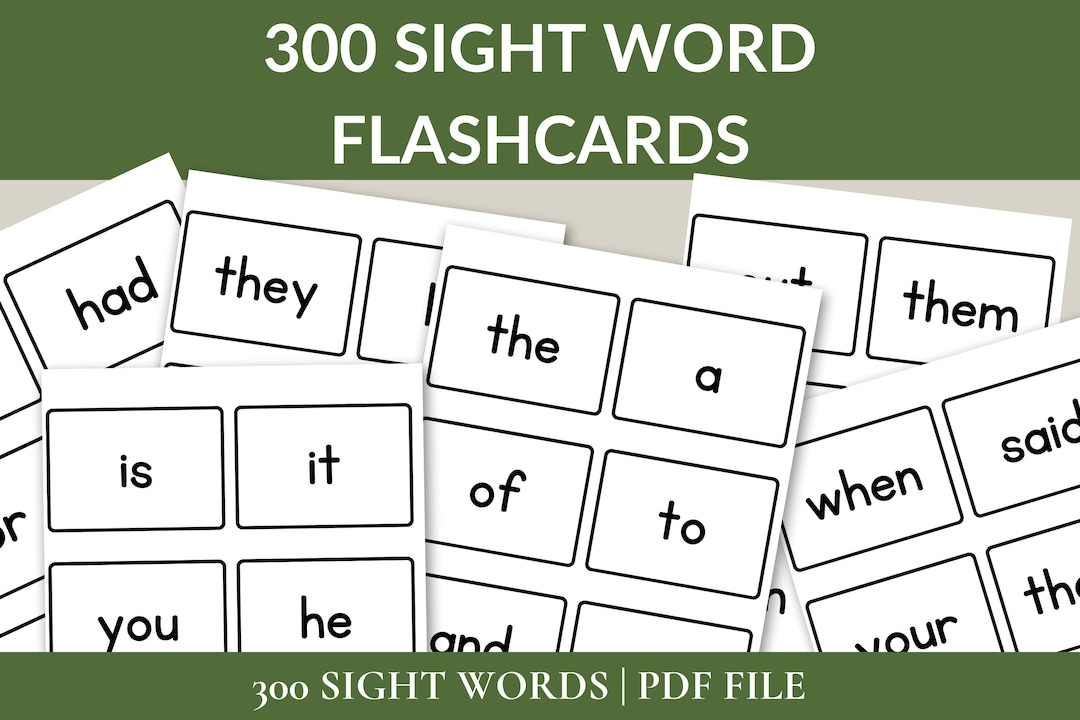 300 Sight Words Flashcards, Printable Kindergarten Words, 1st Grade ...