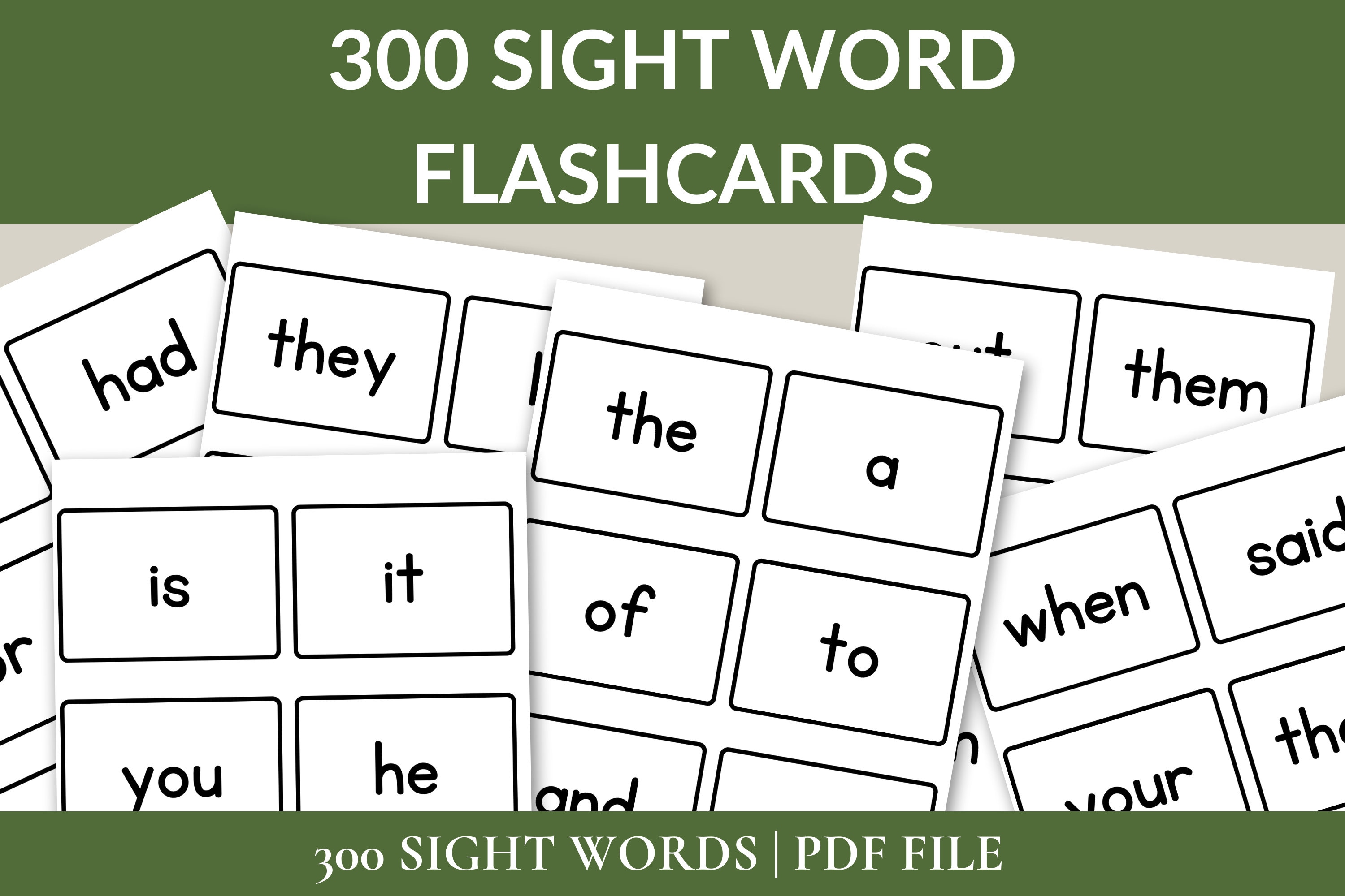 300 Sight Words Flashcards, Printable Kindergarten Words, 1st Grade ...