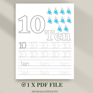 Unicorn Number Tracing Worksheets, Printable Math Activities, Traceable ...