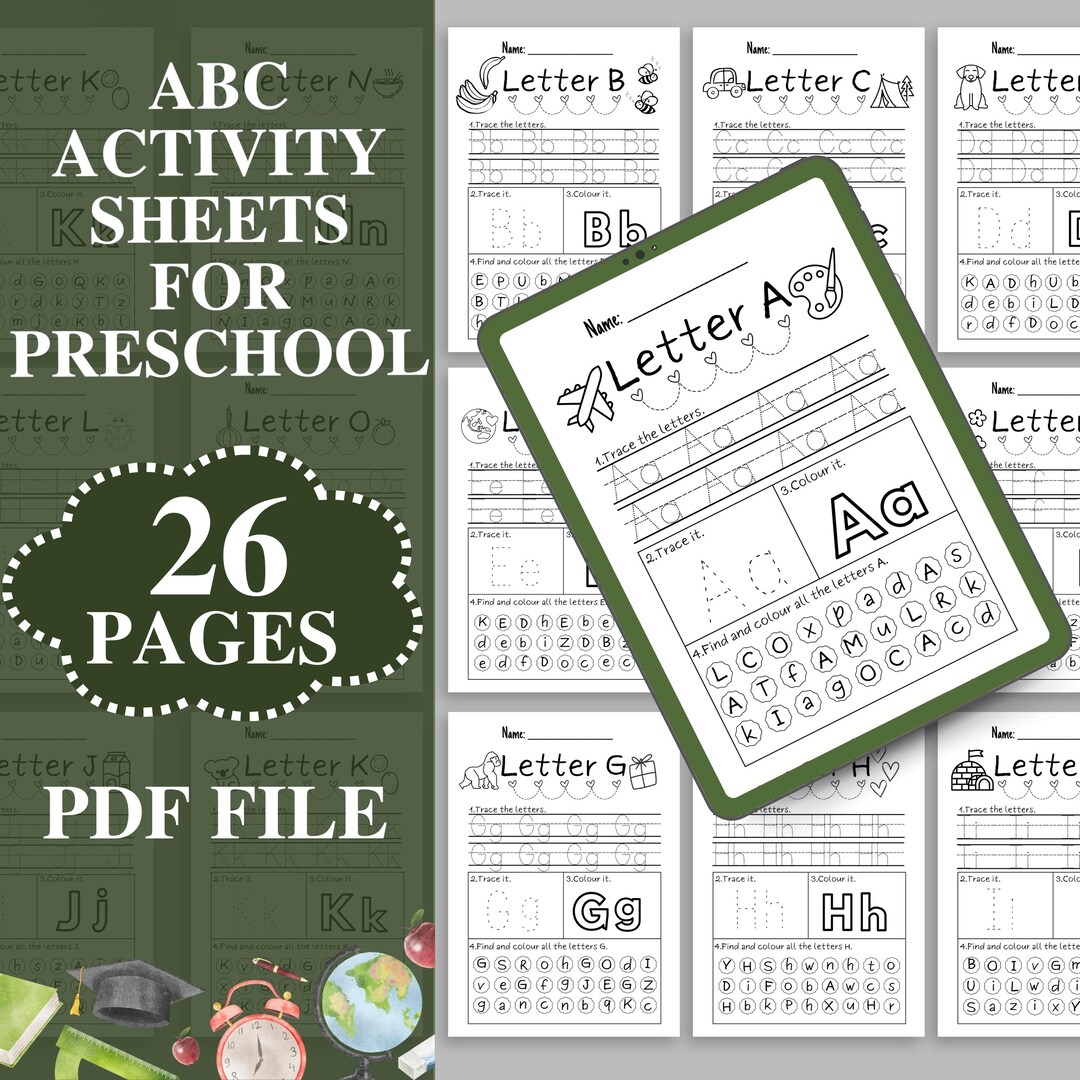 Printable Alphabet Worksheets, Practice Sheets Kindergarten, Homeschool ...