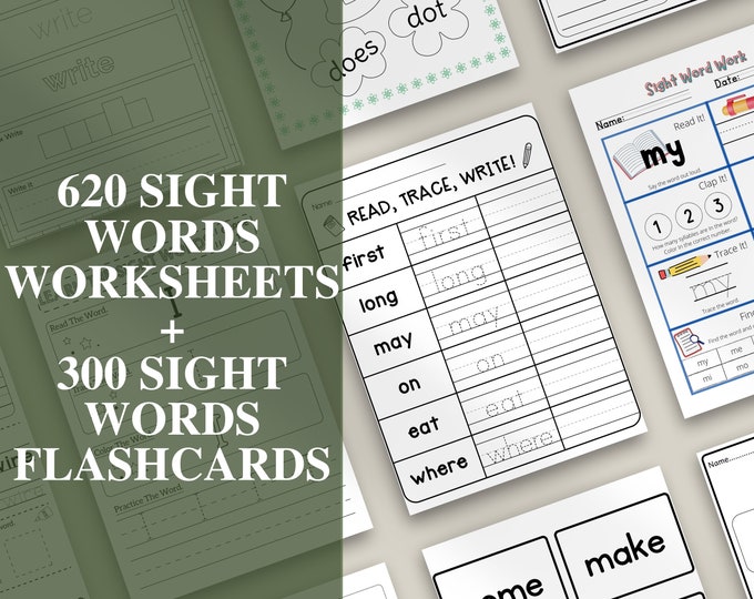 Sight Word Practice Bundle, Printable Sight Words Worksheets, High ...