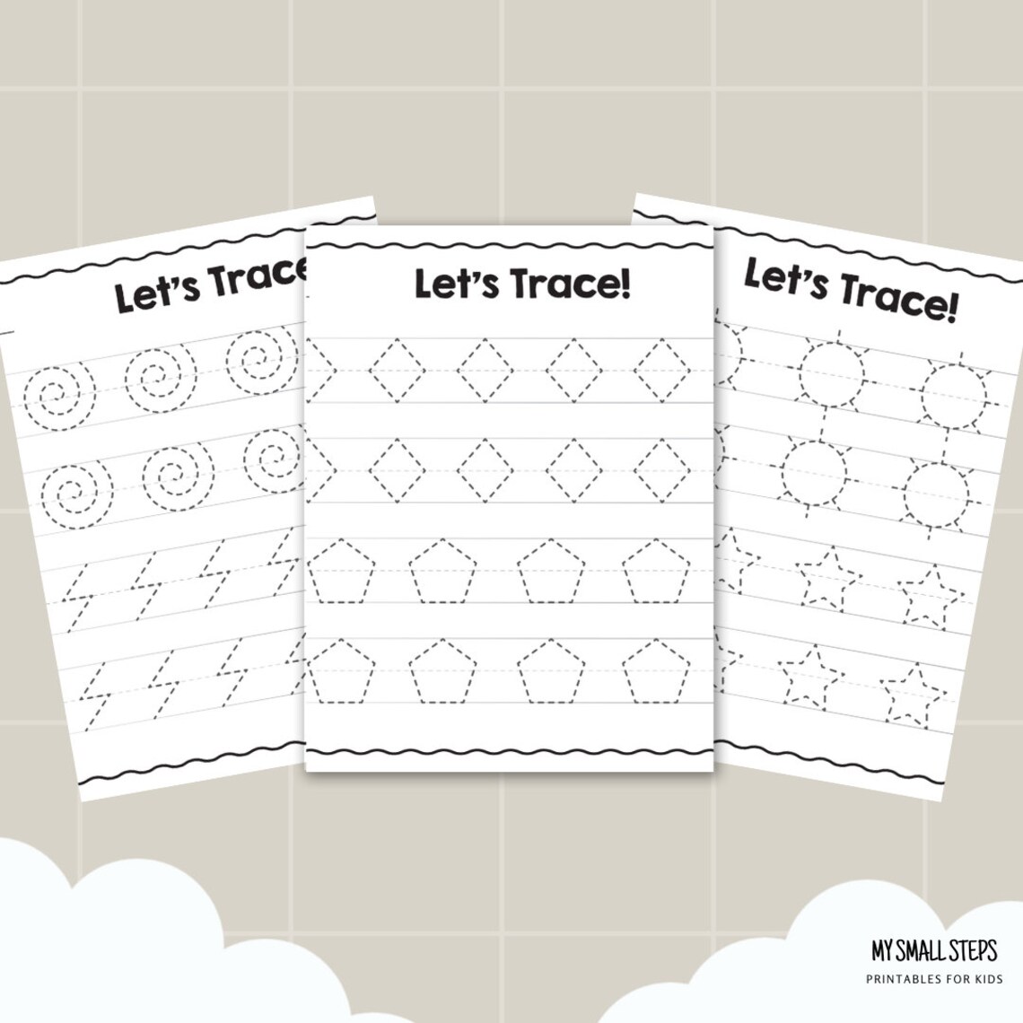 90 Tracing Worksheets for Preschool, Lines Trace Pages Printable ...