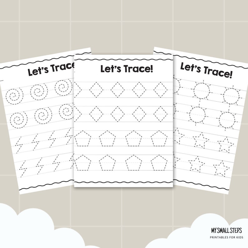 90 Tracing Worksheets for Preschool, Lines Trace Pages Printable ...