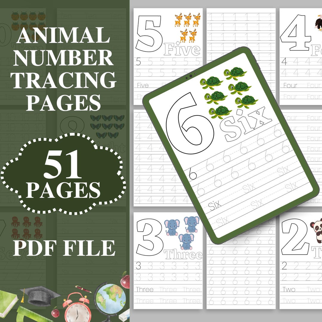 1-10 Number Tracing Worksheets, Printable Math Activities, Traceable ...