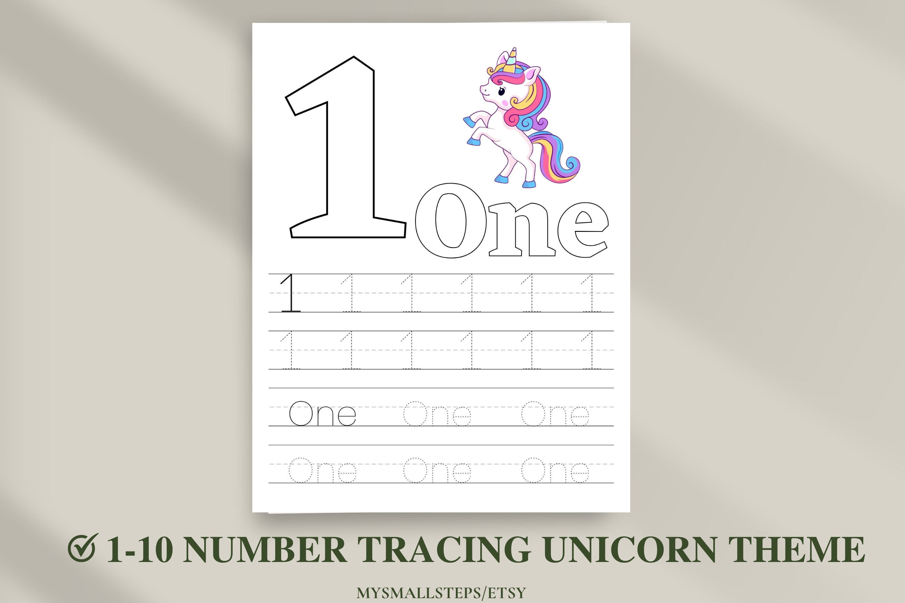 1-10 Number Tracing Worksheets, Printable Math Activities, Traceable ...