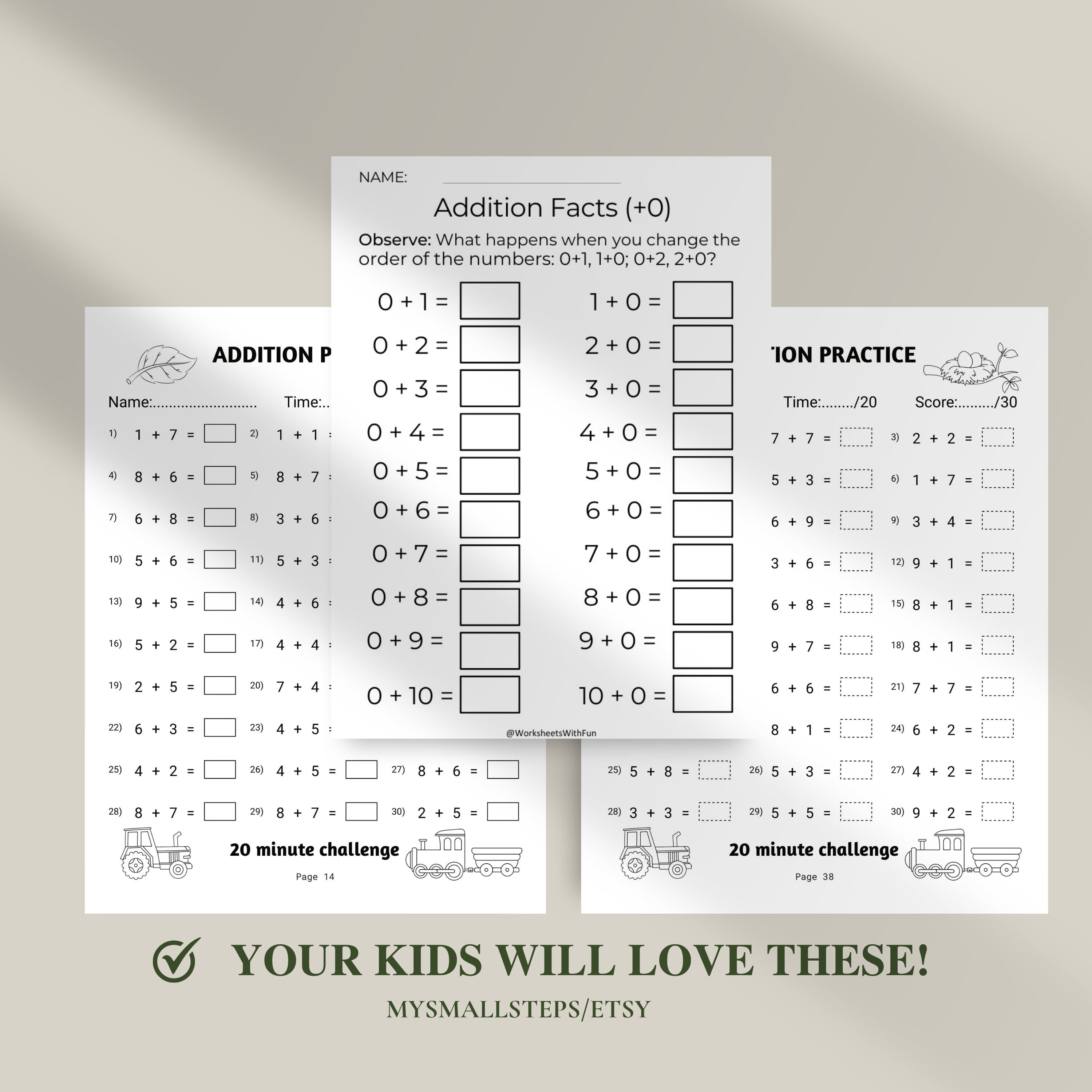 Addition and Subtraction Worksheet, 1st Grade Math Bundle, Busy Book ...
