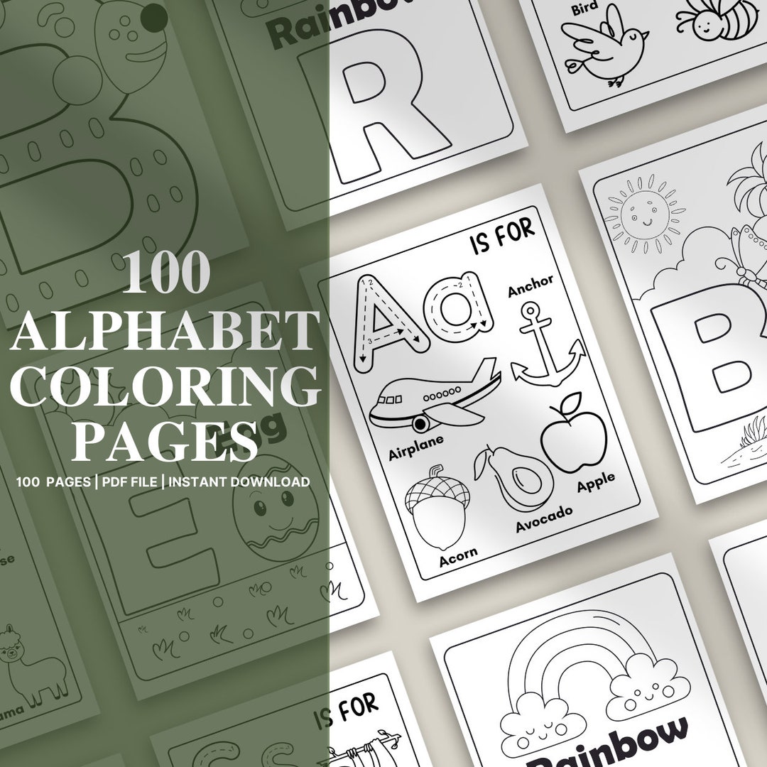100 Alphabet Coloring Pages, ABC Coloring Book, Kindergarten Worksheets ...