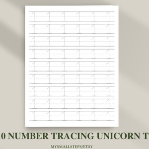 Unicorn Number Tracing Worksheets, Printable Math Activities, Traceable ...