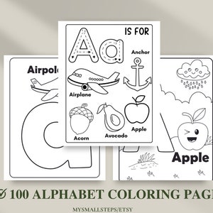 100 Alphabet Coloring Pages, ABC Coloring Book, Kindergarten Worksheets ...