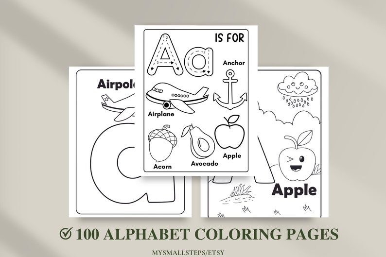 100 Alphabet Coloring Pages, ABC Coloring Book, Kindergarten Worksheets ...