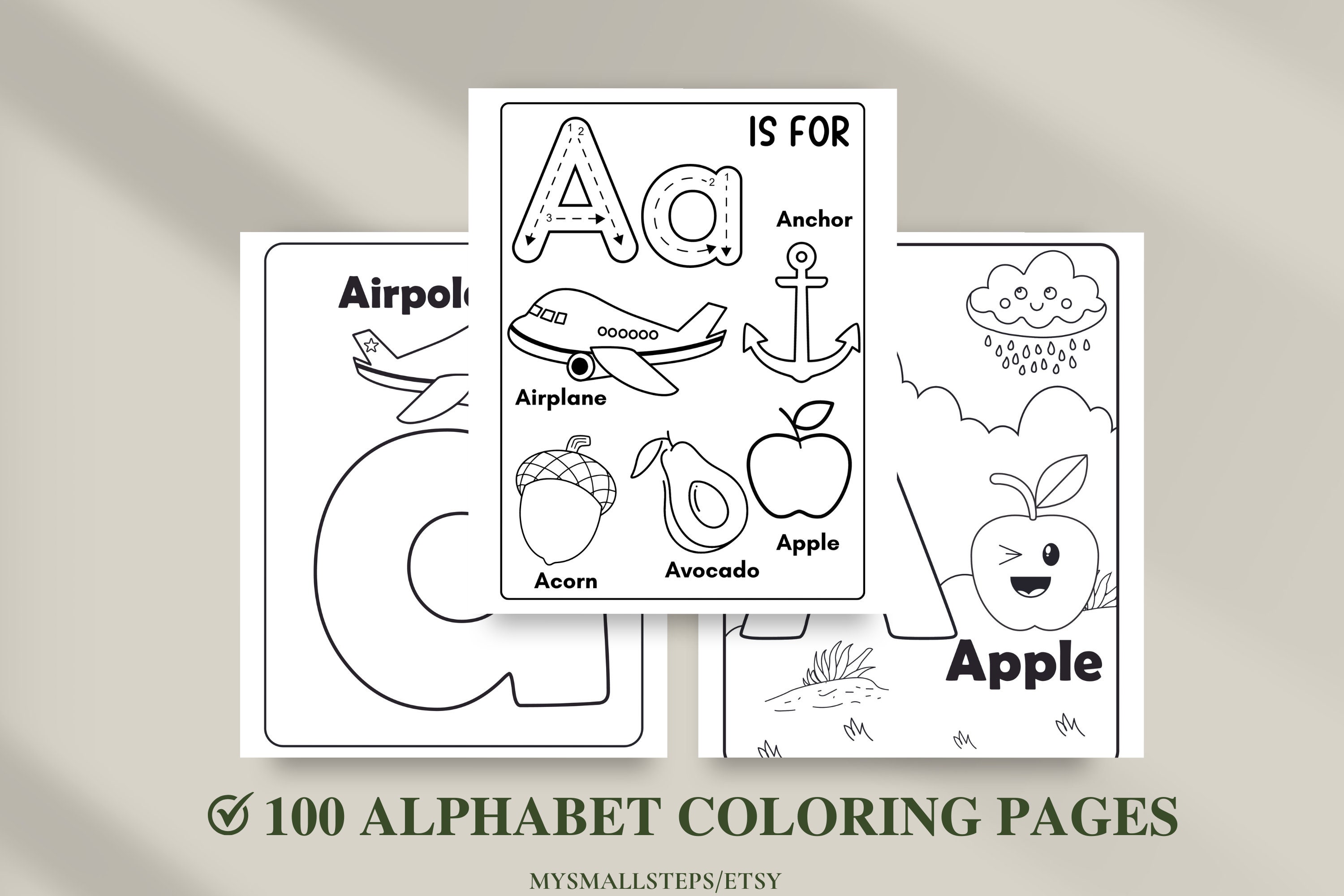 100 Alphabet Coloring Pages, ABC Worksheets for Preschool, Large ...