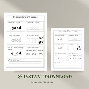 100 Printable Sight Words, Kindergarten Sight Word Worksheets ...