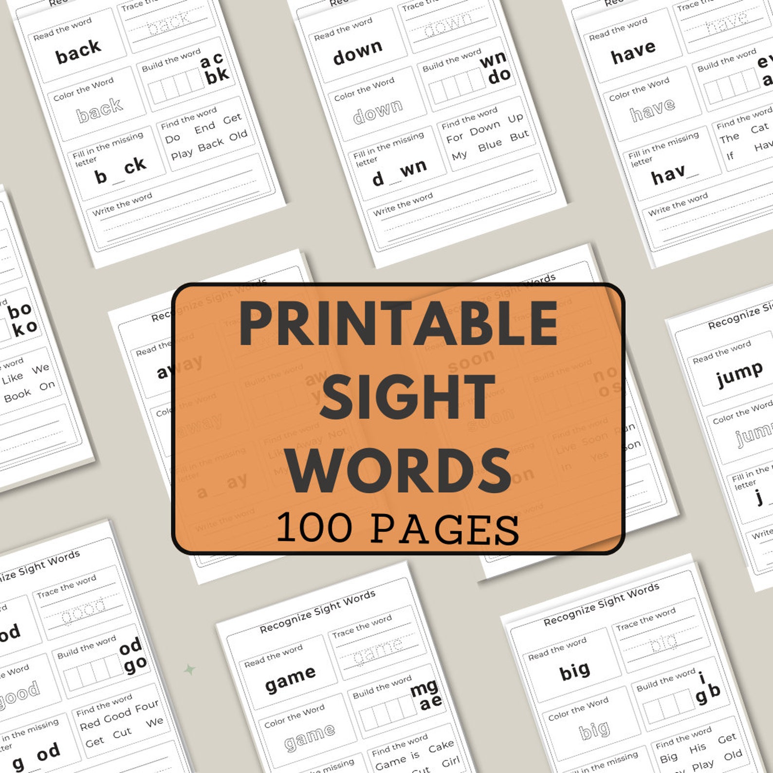 100 Printable Sight Words, Kindergarten Sight Word Worksheets ...