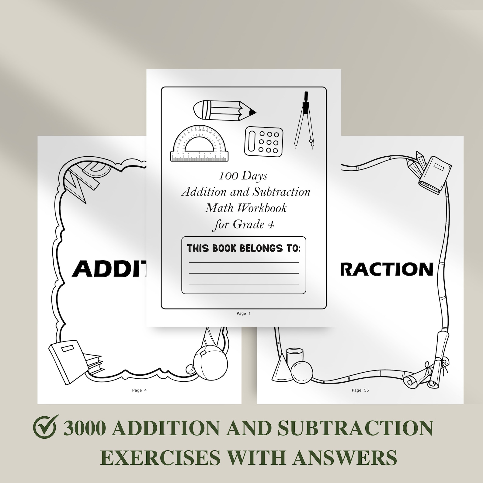 4th Grade Addition and Subtraction Worksheets, Elementary Math Problems ...