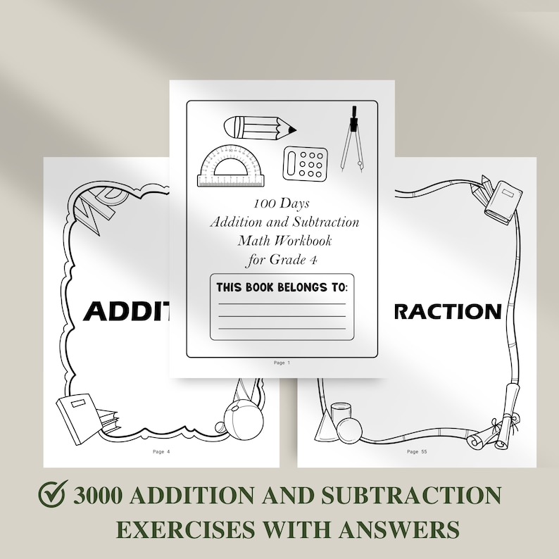 4th Grade Addition and Subtraction Worksheets, Elementary Math Problems, 3-digit Addition With ...
