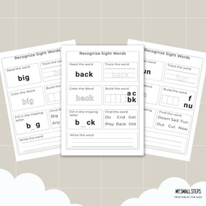 100 Printable Sight Words, Kindergarten Sight Word Worksheets ...