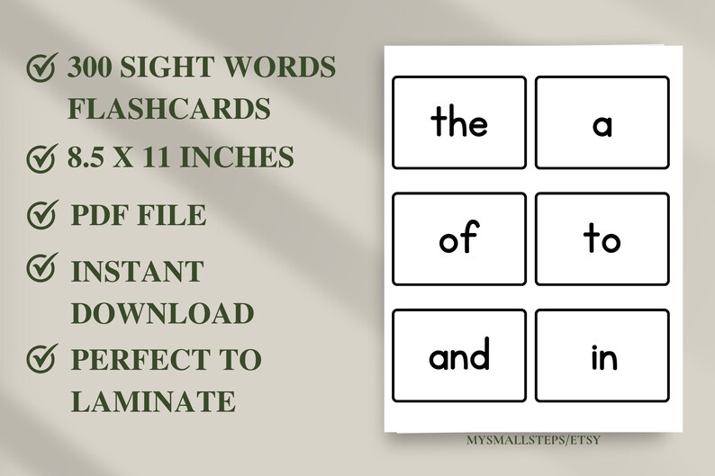 300 Sight Words Flashcards, Printable Kindergarten Words, Preschool ...