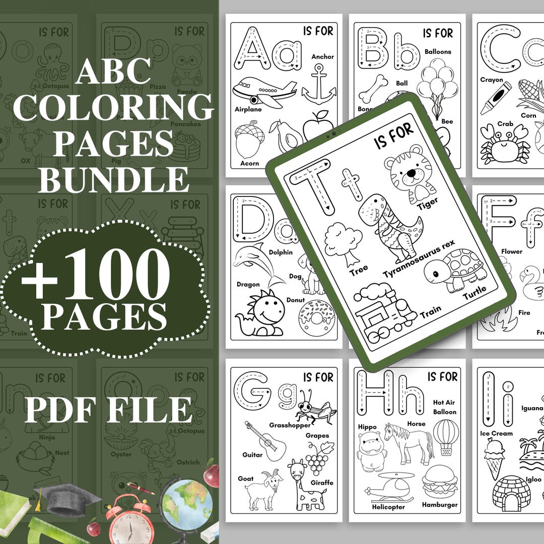 100 Alphabet Coloring Pages, ABC Worksheets for Preschool, Large ...