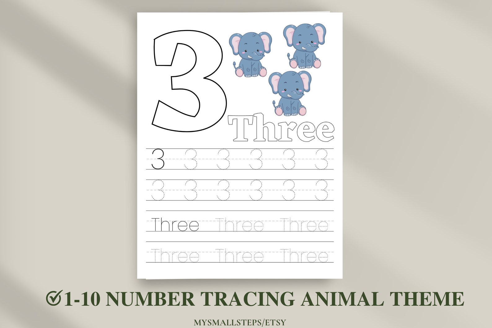 1-10 Number Tracing Worksheets, Printable Math Activities, Traceable ...