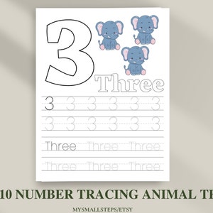 1-10 Number Tracing Worksheets, Printable Math Activities, Traceable ...