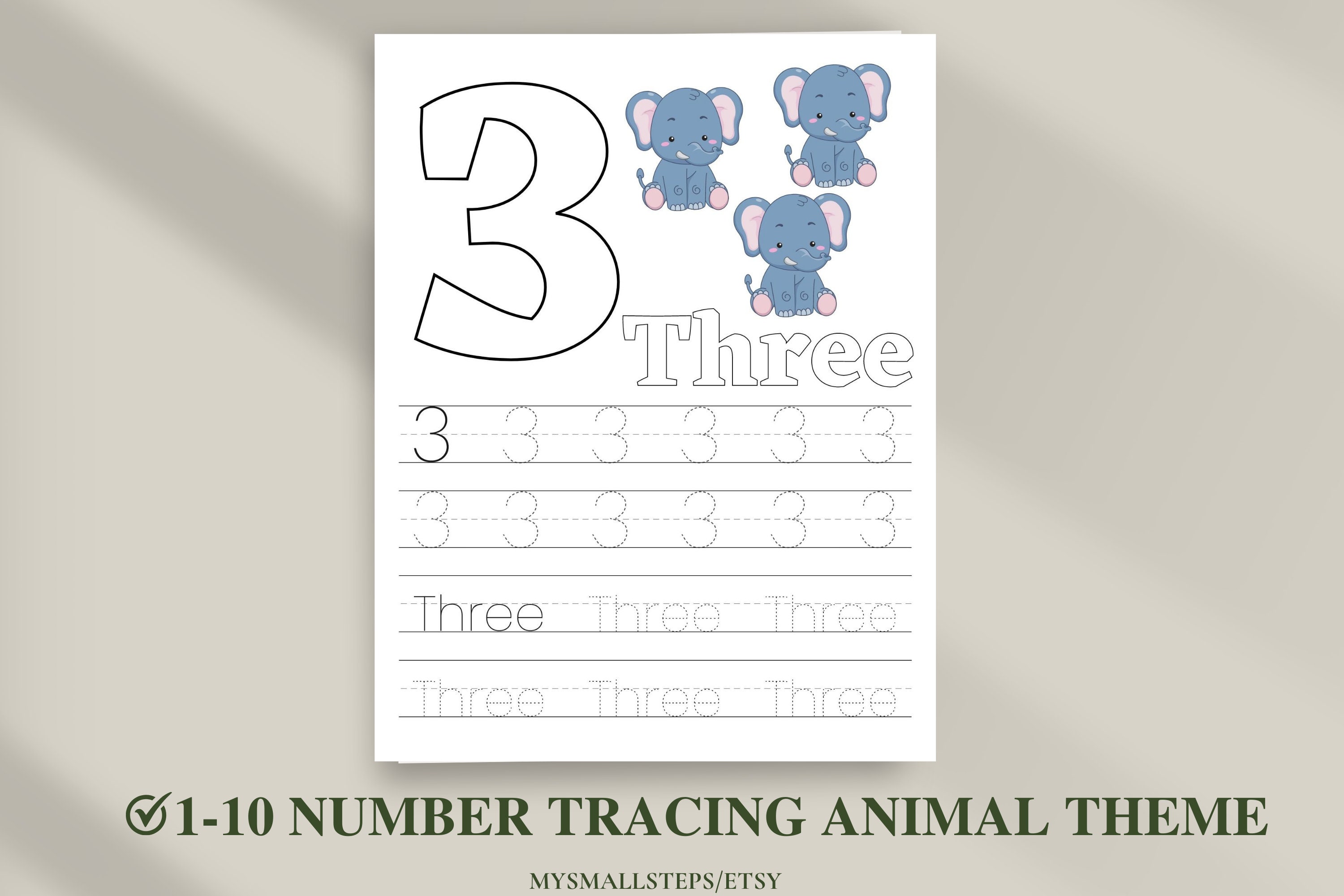 1-10 Number Tracing Worksheets, Printable Math Activities, Traceable ...