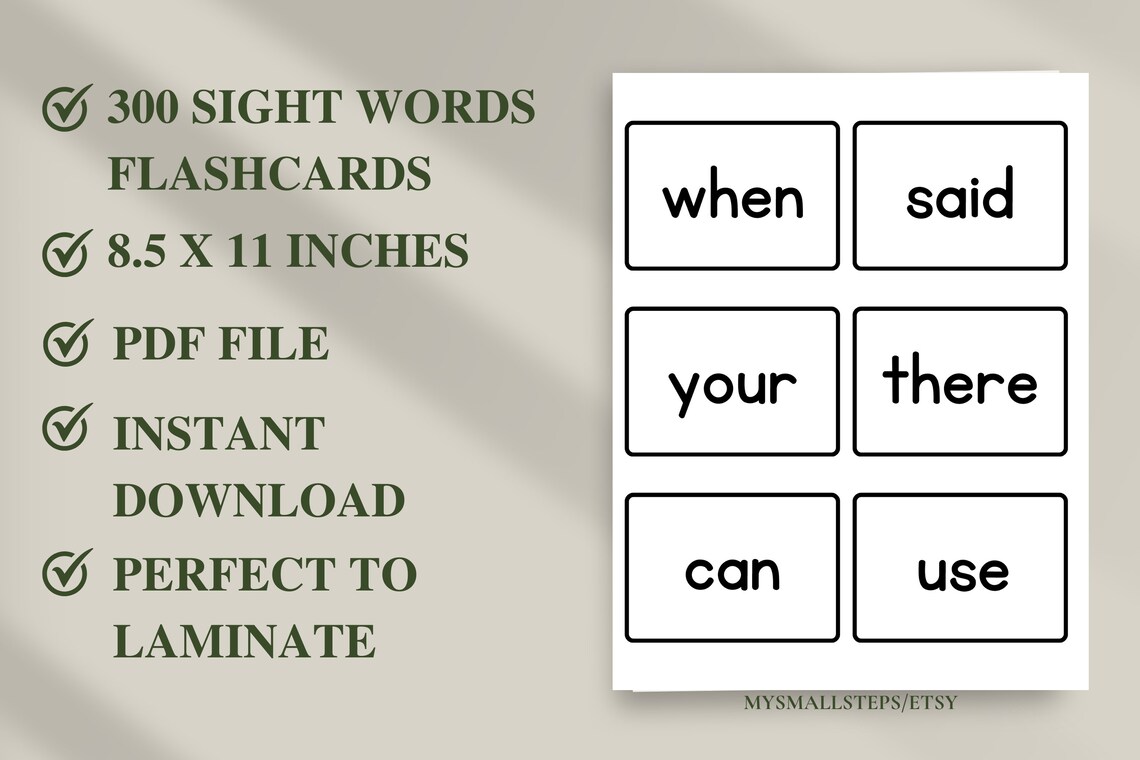 300 Sight Words Flashcards, Printable Kindergarten Words, Preschool ...