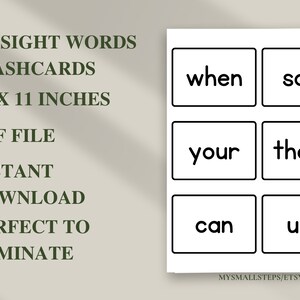300 Sight Words Flashcards, Printable Kindergarten Words, Preschool ...