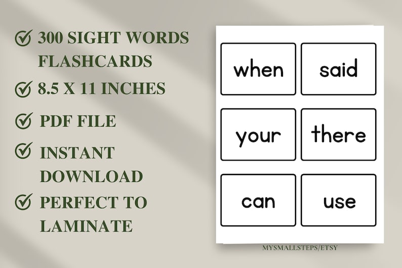 300 Sight Words Flashcards, Printable Kindergarten Words, Preschool ...