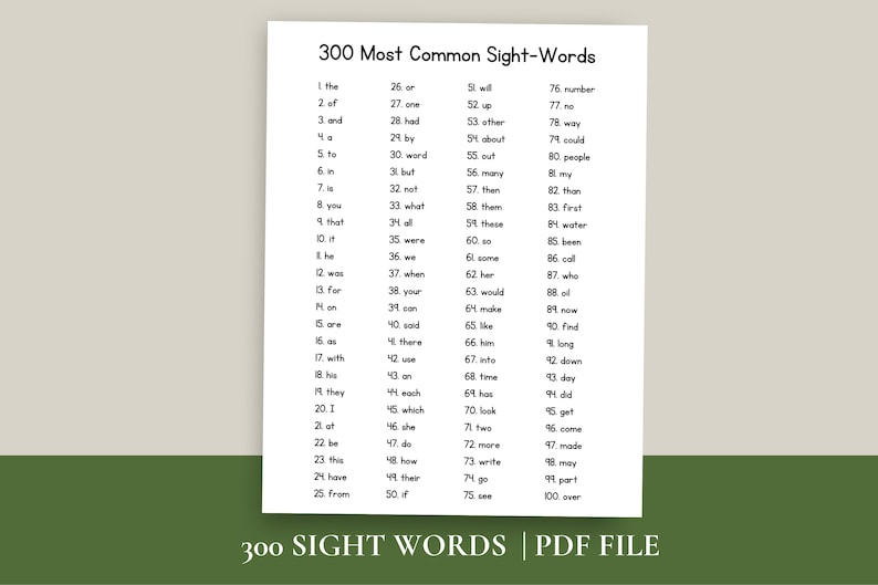 300 Sight Words Flashcards, Printable Kindergarten Words, 1st Grade ...