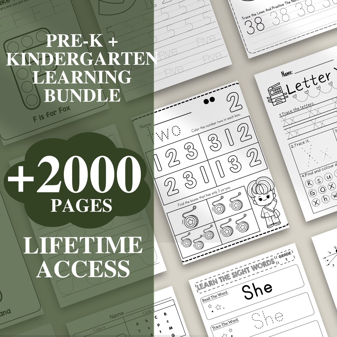 Busy Book Printable, Preschool + Kindergarten Learning Bundle, Pre-k ...