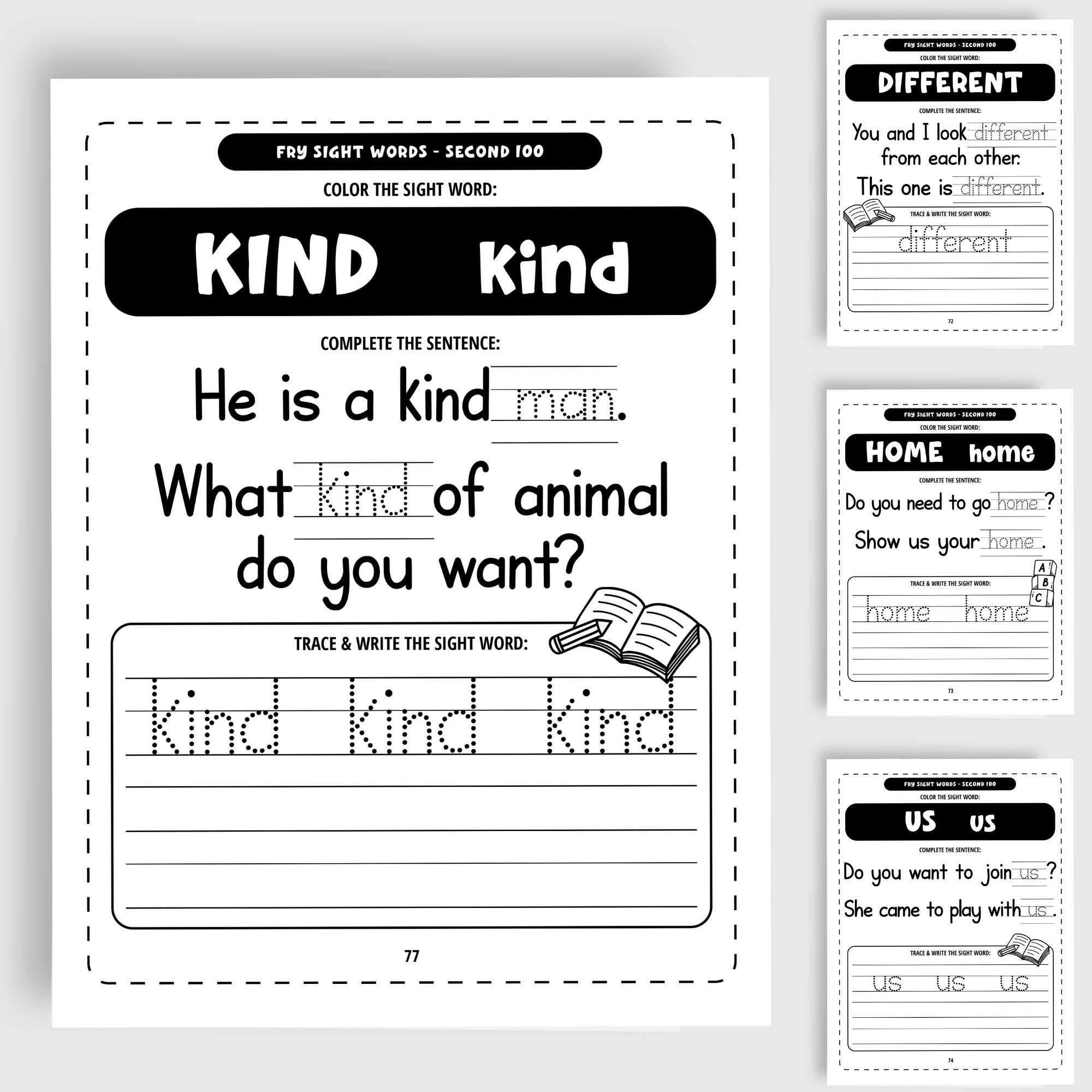 100 Sight Words Worksheets Bundle: Kindergarten & 1st Grade (printable ...