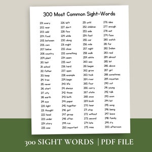 300 Sight Words Flashcards, Printable Kindergarten Words, 1st Grade ...