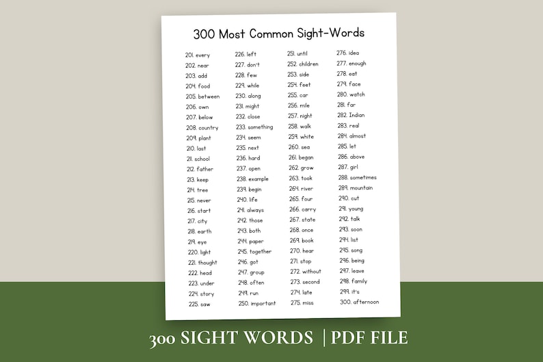 300 Sight Words Flashcards, Printable Kindergarten Words, 1st Grade ...