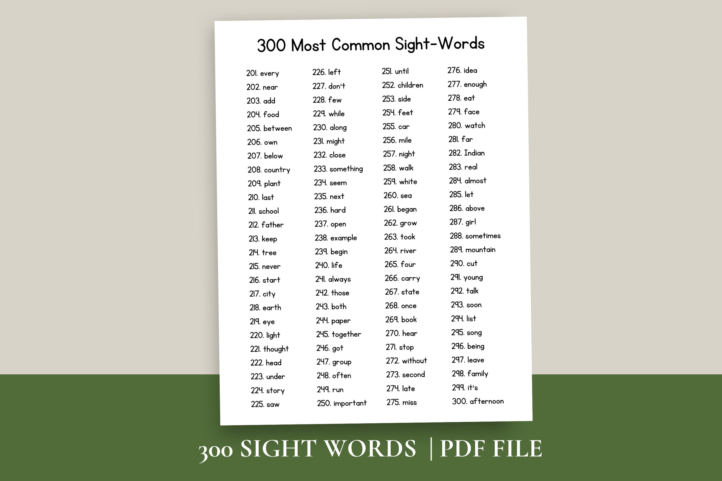 300 Sight Words Flashcards, Printable Kindergarten Words, 1st Grade ...