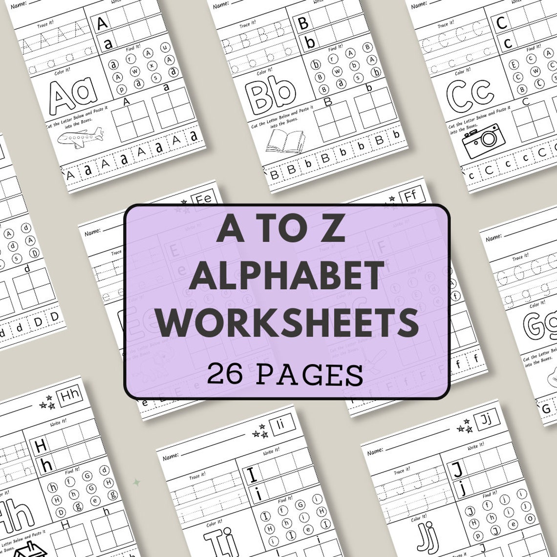 Printable ABC Worksheets Alphabet Activity Sheets Preschool - Etsy
