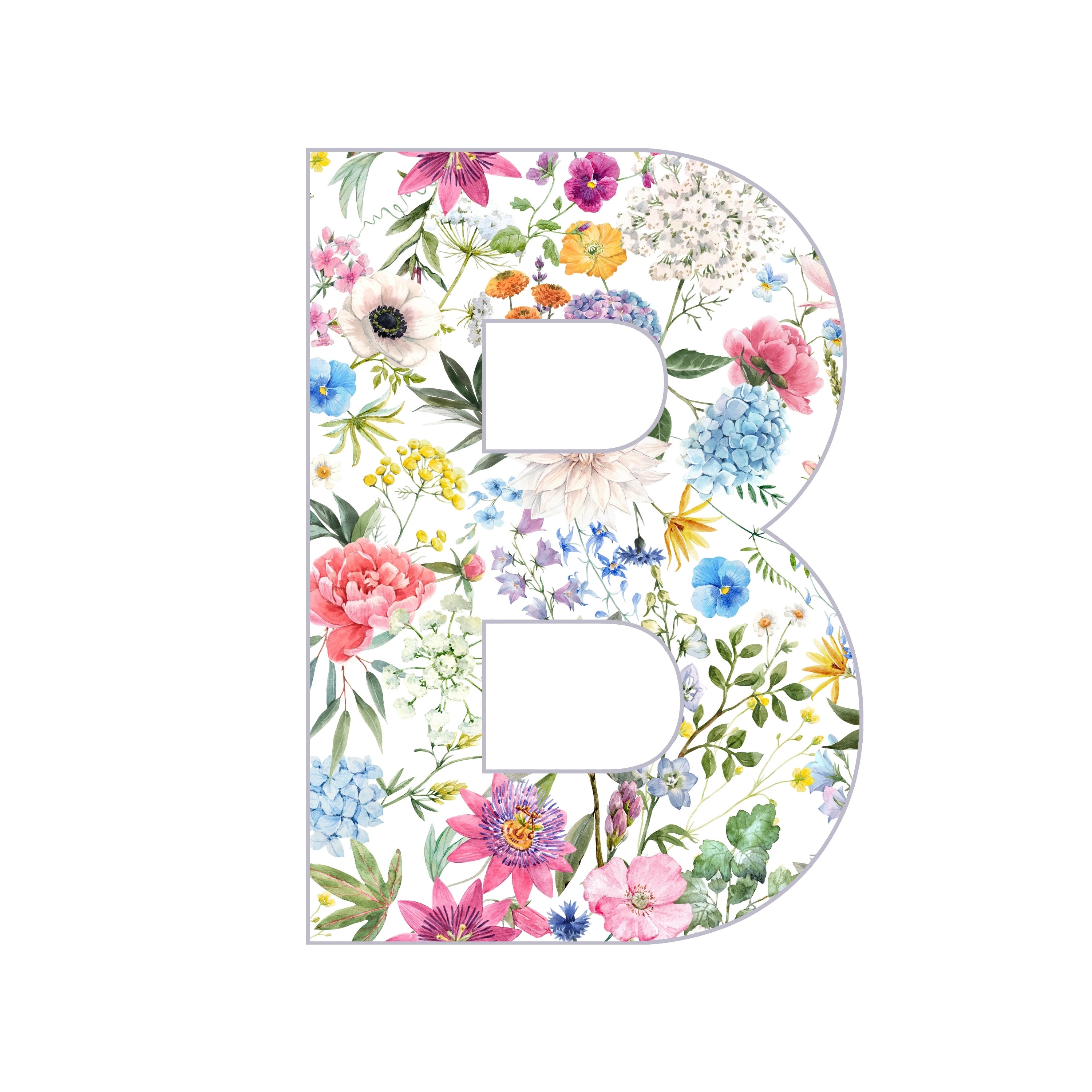 Floral Alphabet SVG, Large Printable Flower Letters Clipart, ABC for ...